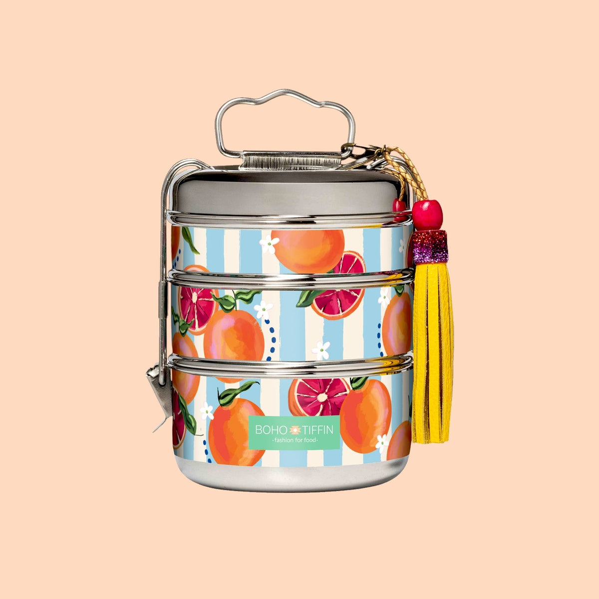 La Vie Orange - Duurzame stapelbare Lunchbox met print - Boho Tiffin ...